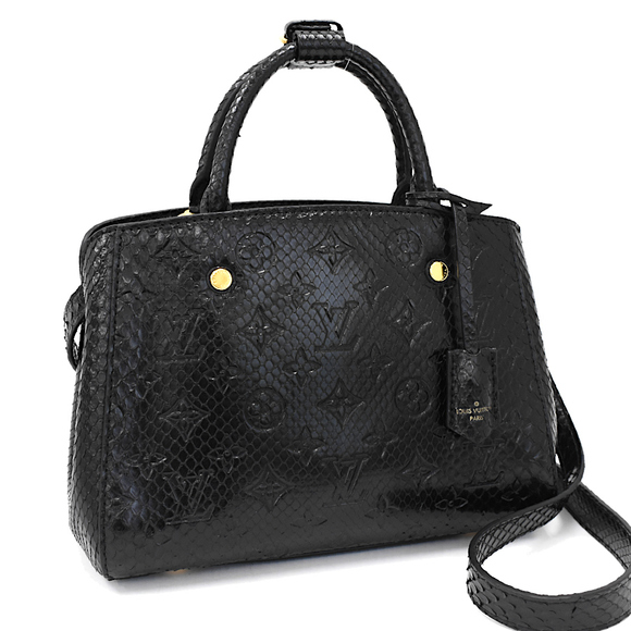 Louis Vuitton | Bags | Louis Vuitton Montaigne Bb 2way Python Leather Noir Black | Poshmark